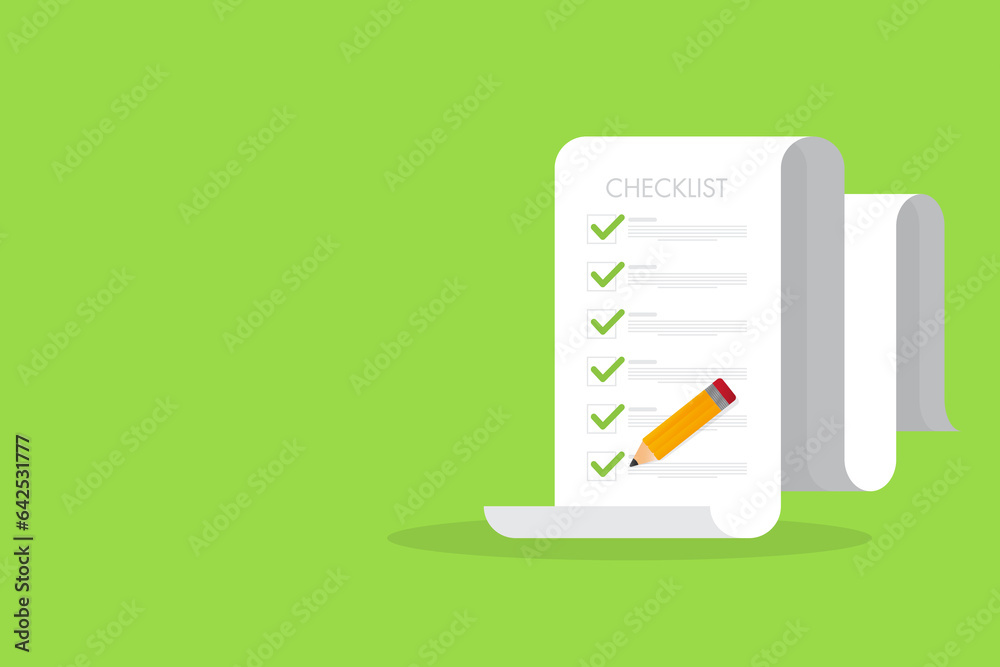 Check list document, paper check list and to do list with checkboxes ...