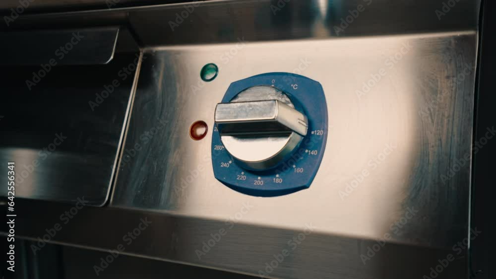 switch on the oven abl stove close-up degree of temperature of the ...