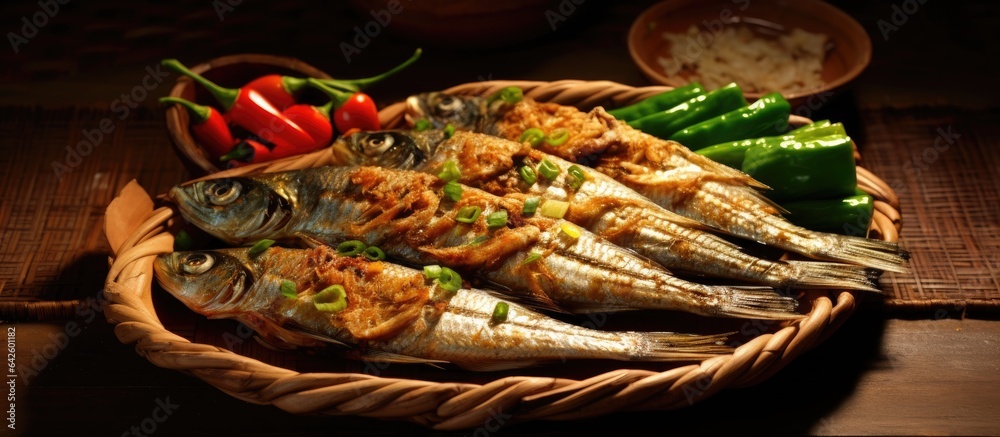 Indonesian traditional food ikan asin lapan belah is dried salted fish ...
