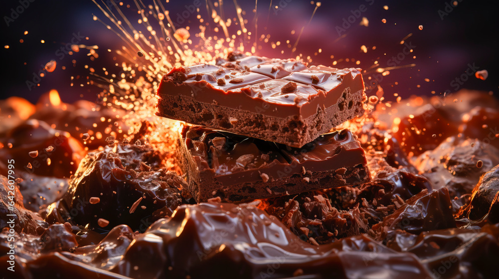 Electric Chocolate Surge - Bar Eruption Amidst Lightning and Glistening ...