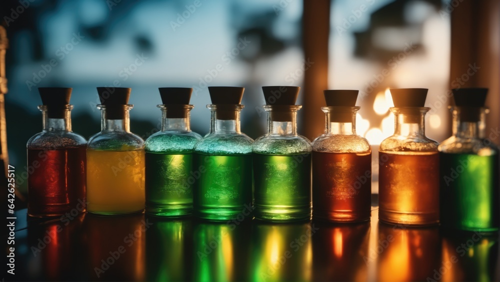 Multicolored witchcraft potions bubbling with magic. Perfect for witchy ...