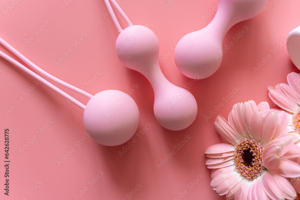 Pink balls for special exercises for woman. Balls for intimate muscles ...