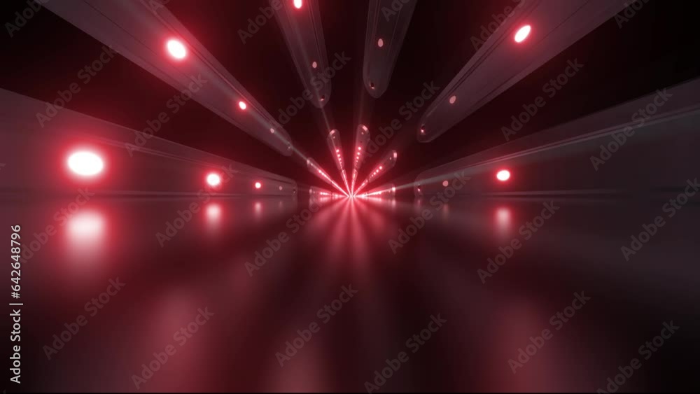 This stock motion graphic video of 4K Red Glossy Tunnel with gentle overlapping curves on ...