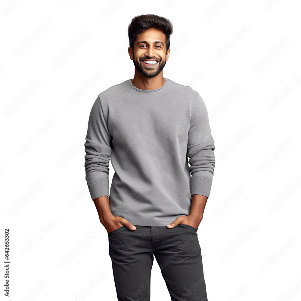 Confident rich Indian man posing for vertical portrait advertising ...