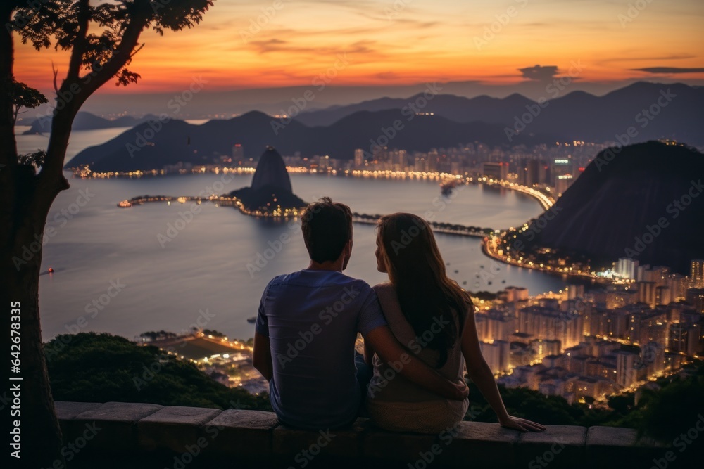 Couple in their 40s at the Christ the Redeemer in Rio de Janeiro Brazil ...