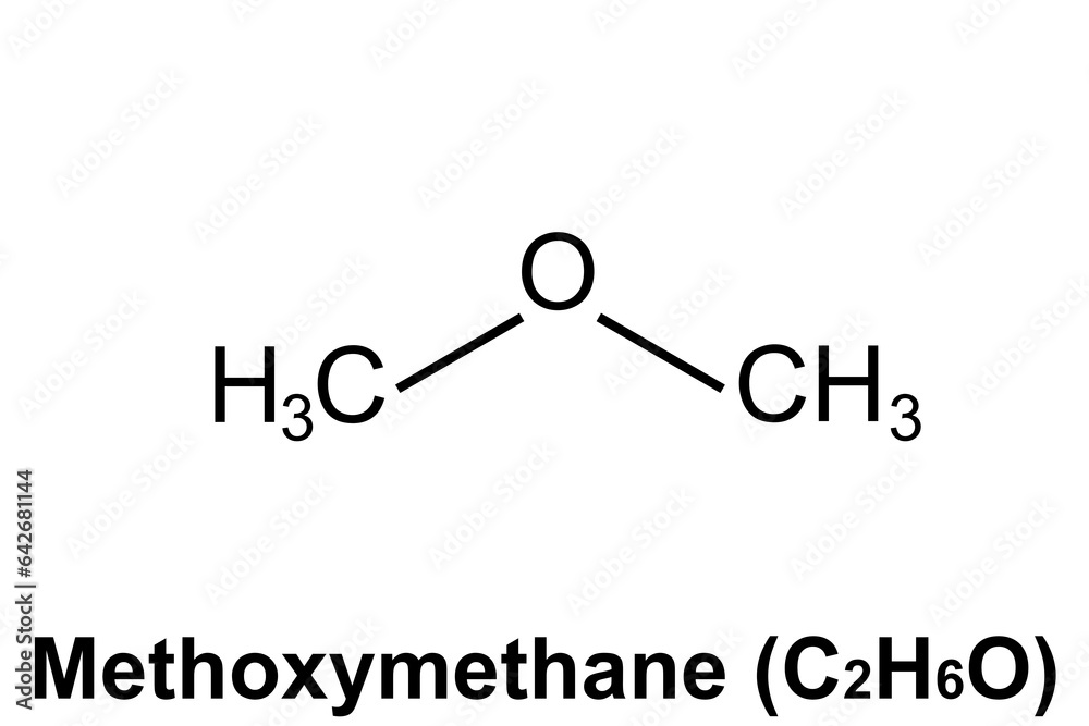 Chemical structure of methoxymethane (C2H6O) Stock Illustration | Adobe ...