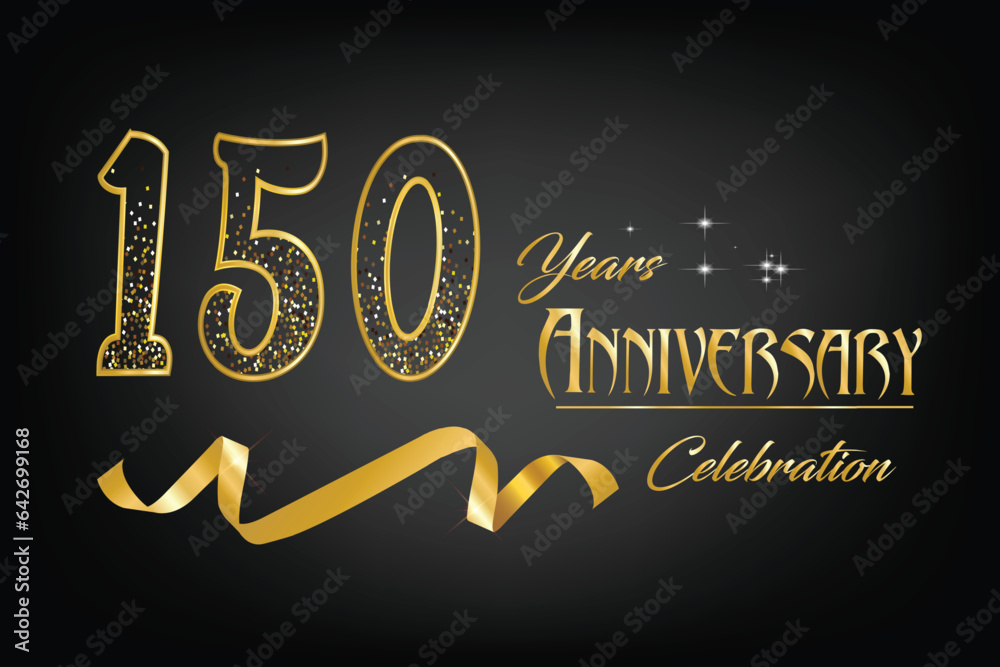 Celebrate the 150th anniversary with gold letters, gold ribbons and ...