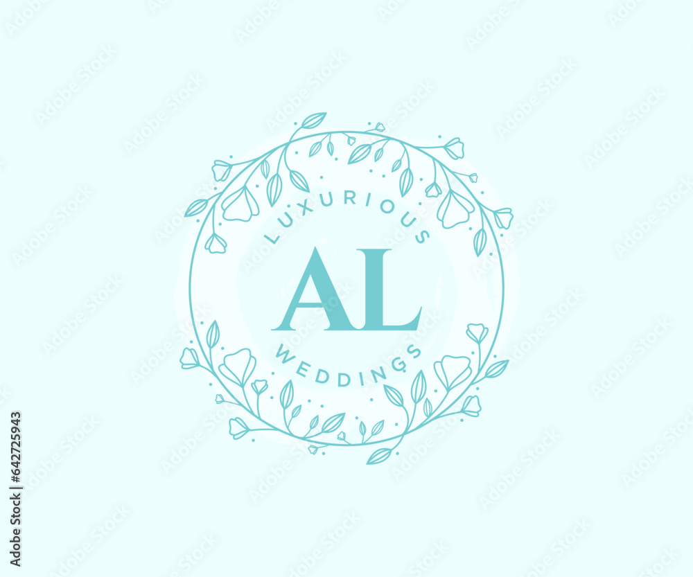 AL Initials letter Wedding monogram logos template, hand drawn modern ...
