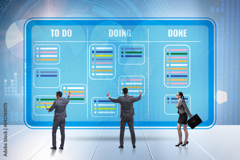 Agile kanban board with outstanding tasks Stock Photo | Adobe Stock