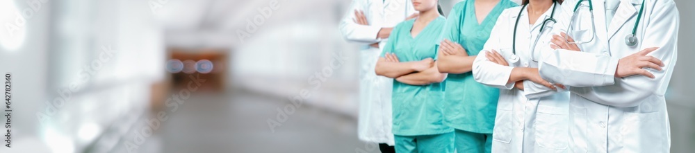 Confident medical staff team with doctor nurse and healthcare ...