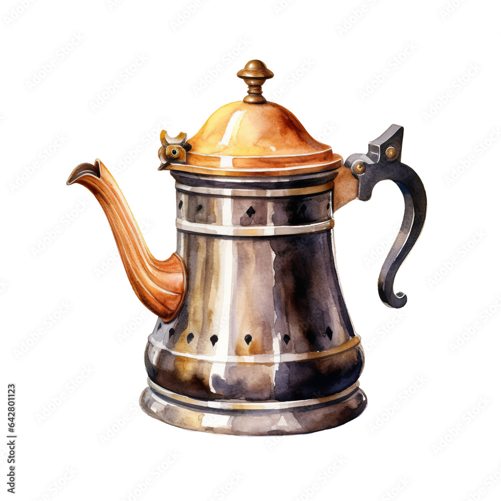 Antique pot watercolor clipart on transparent background. Generative AI ...