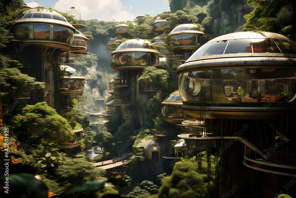 A Photorealistic Close-Up View of Apocalyptic Dwellings Merging ...