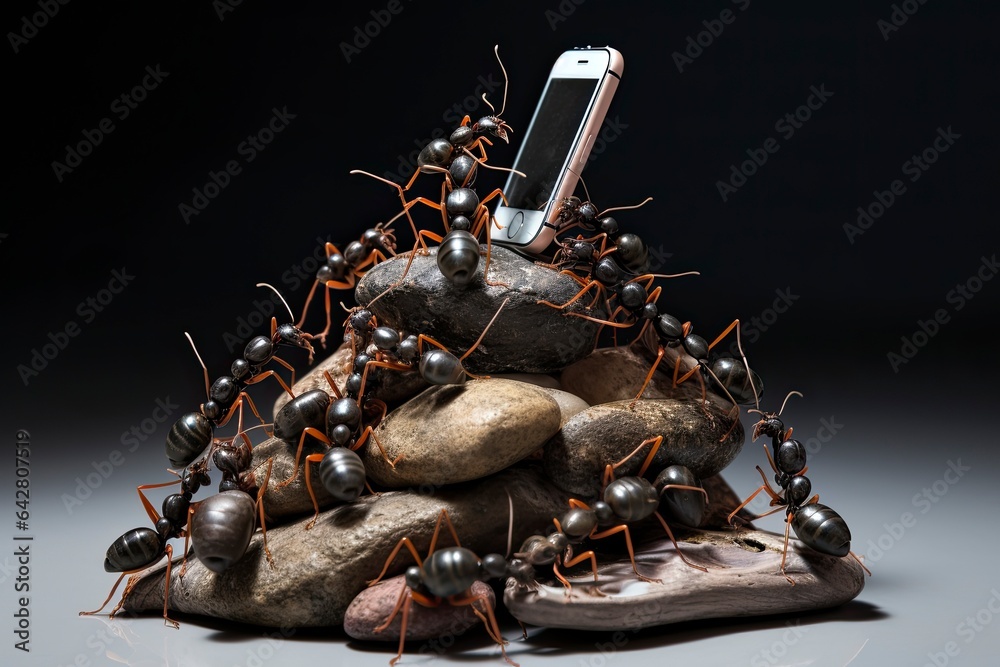 Ants carrying a cell phone in an intriguing display of teamwork and ...