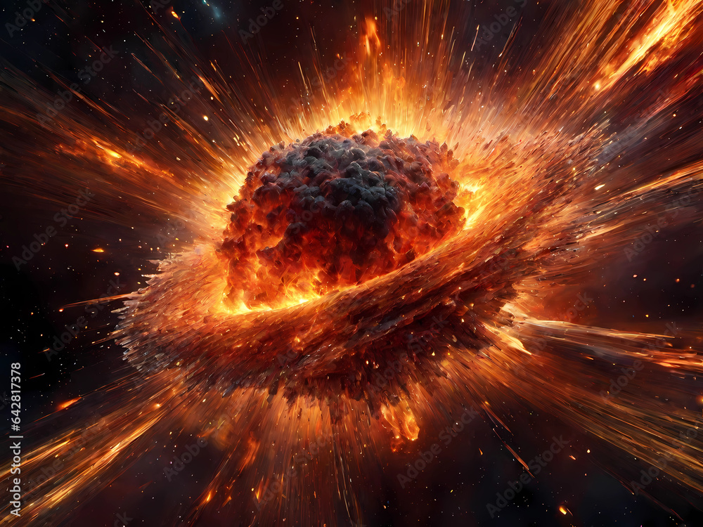 An artist's interpretation of the Big Bang: a dramatic, fiery eruption ...
