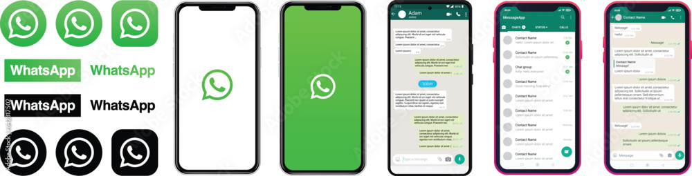 Mockup template of mobile page of WhatsApp. Vector editorial ...