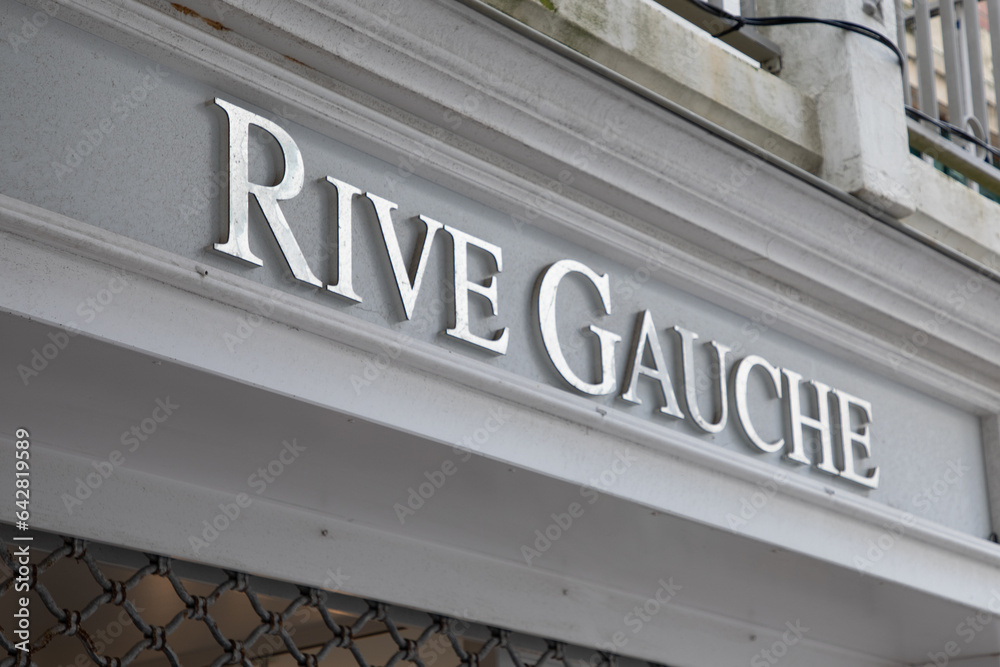 rive gauche facade shop logo brand and text sign store fashion signage ...