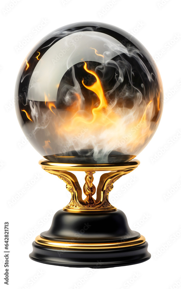 Luxurious fortune teller glass ball with black fog and smoke and ...