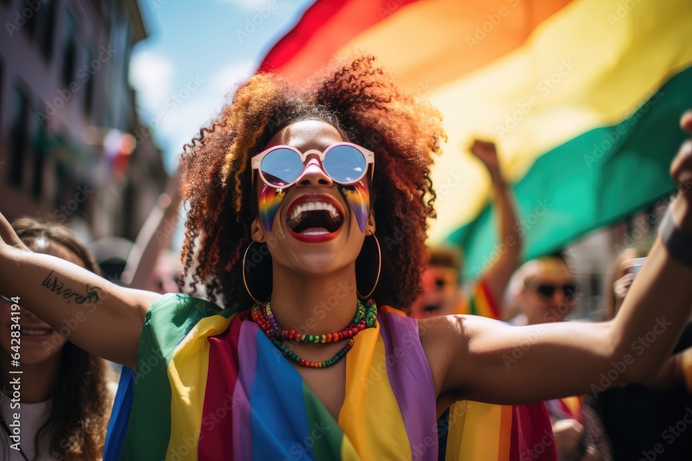 Vibrant colors, joy, and diversity of a Pride parade as it winds ...