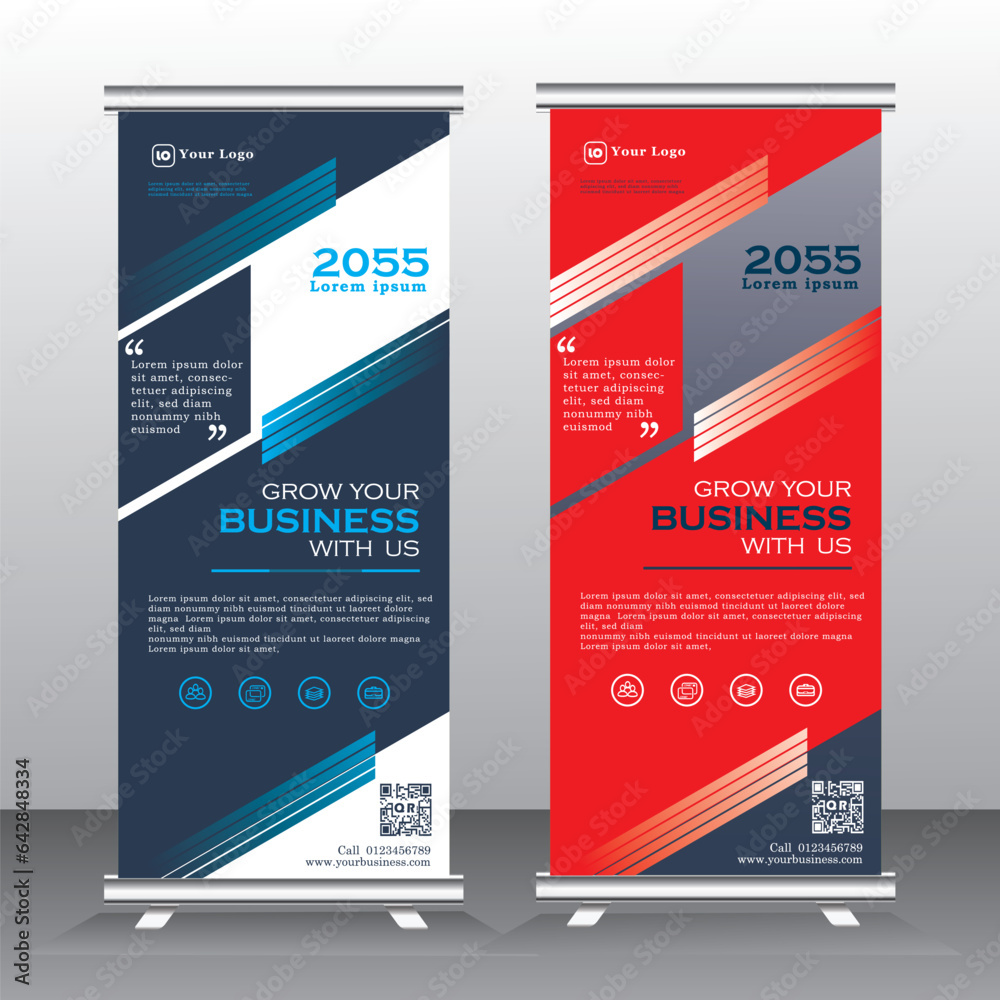 Vetor de Roll up banner template for your business, vertical banner ...