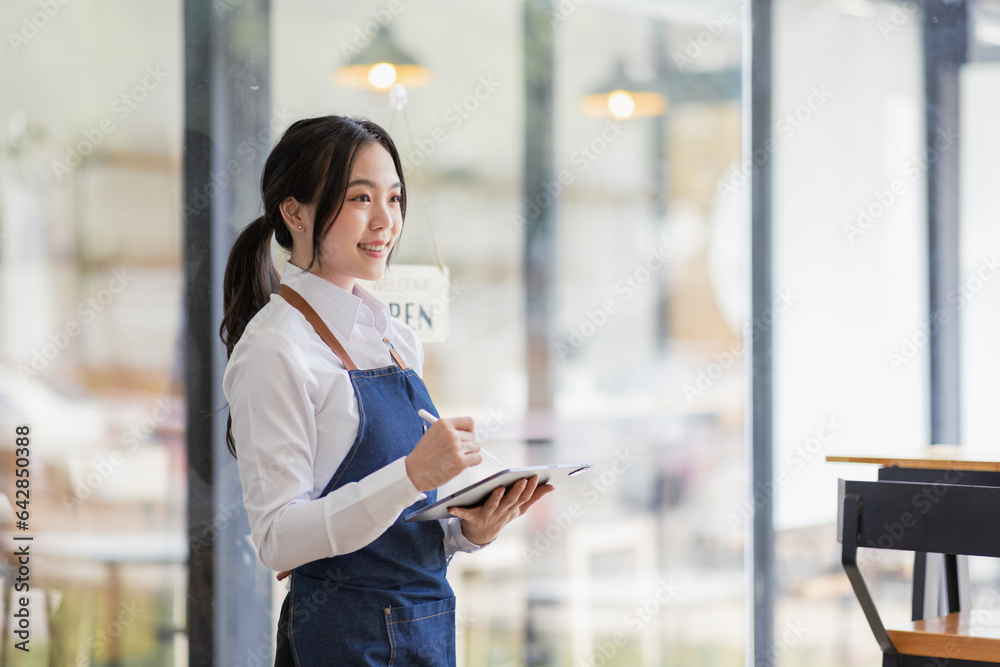 Startup successful asian small business owner sme beauty girl stand ...