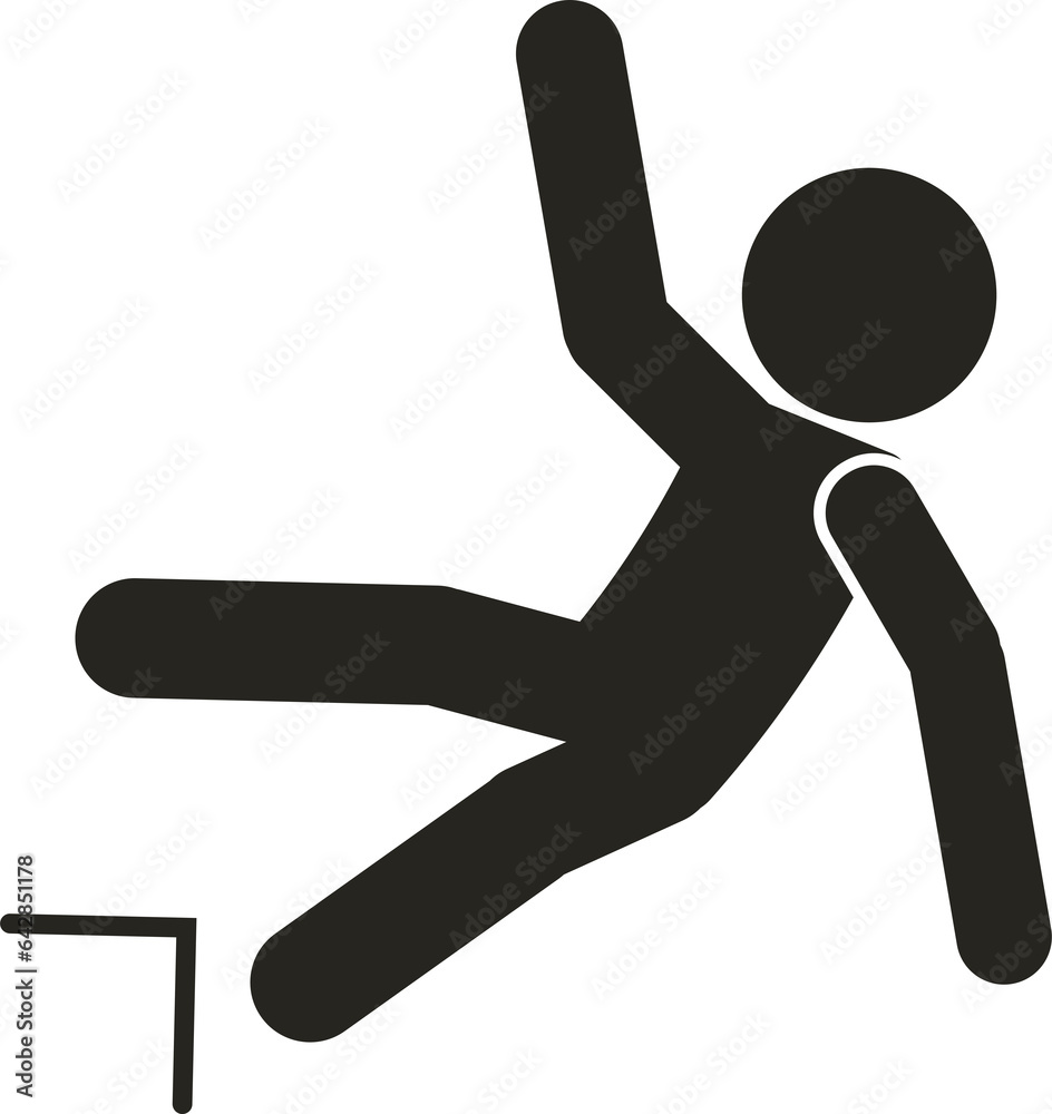 Isolated illustration of yellow triangle man falling from edge of stair ...