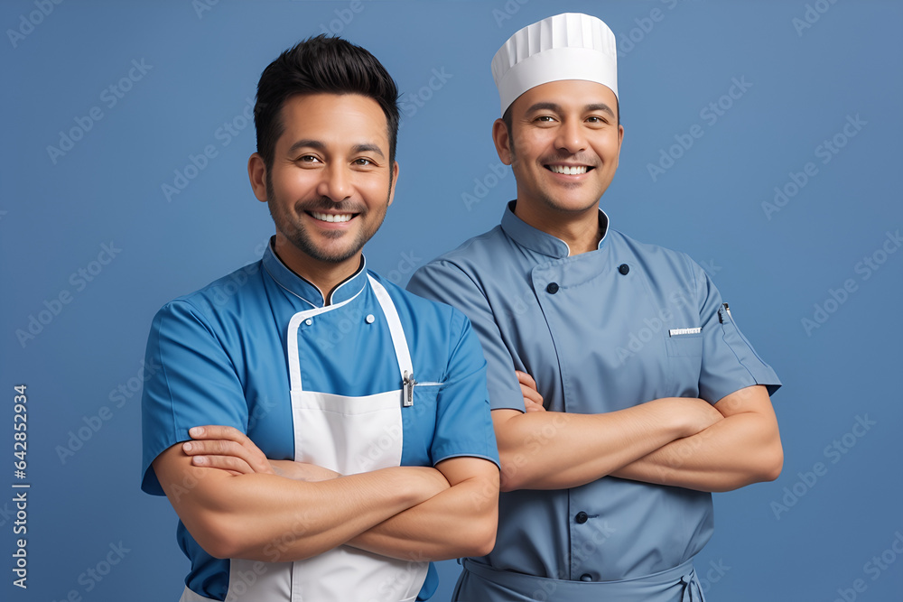 Culinary Confidence: A portrait of two smiling South Asian chefs in ...