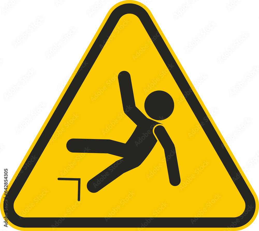 Isolated illustration of yellow triangle man falling from edge of stair ...