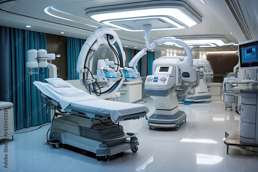 a hospital room with an operating machine and other medical equipment ...