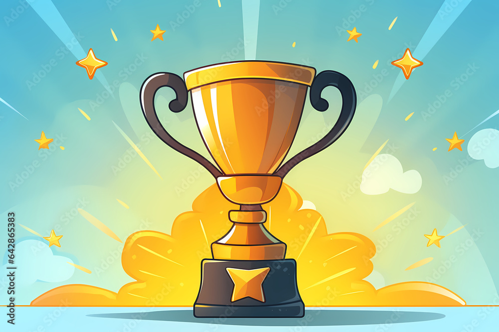 Gold winners award . Gold trophy with the name plate of the winner of ...