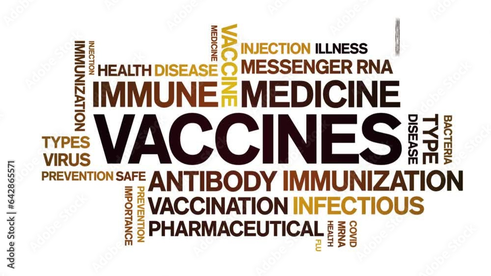 Vaccines animated tag word cloud;text design animation kinetic ...