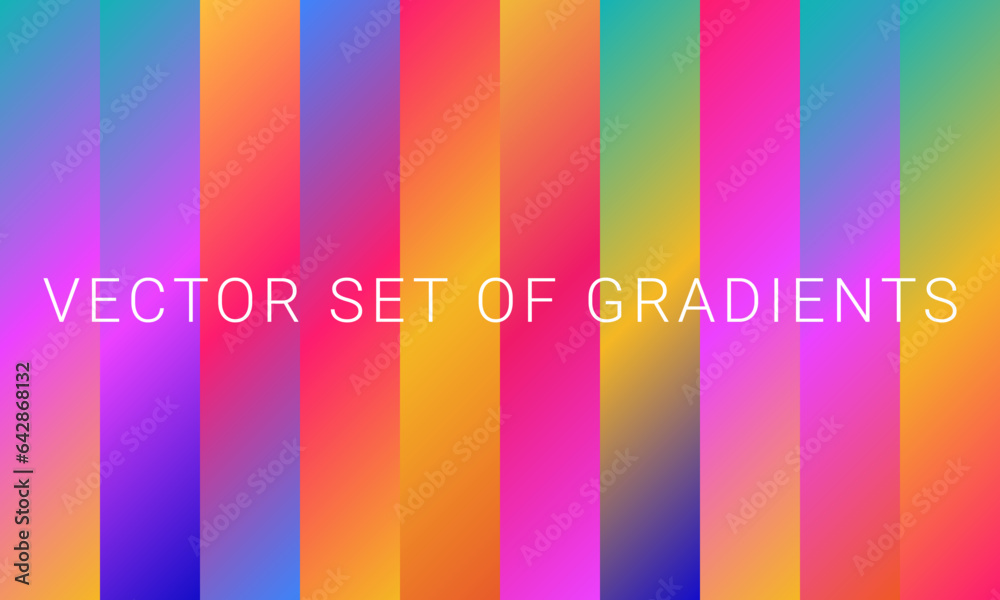 Set of color vector gradients. Hand drawing bright collection of color ...