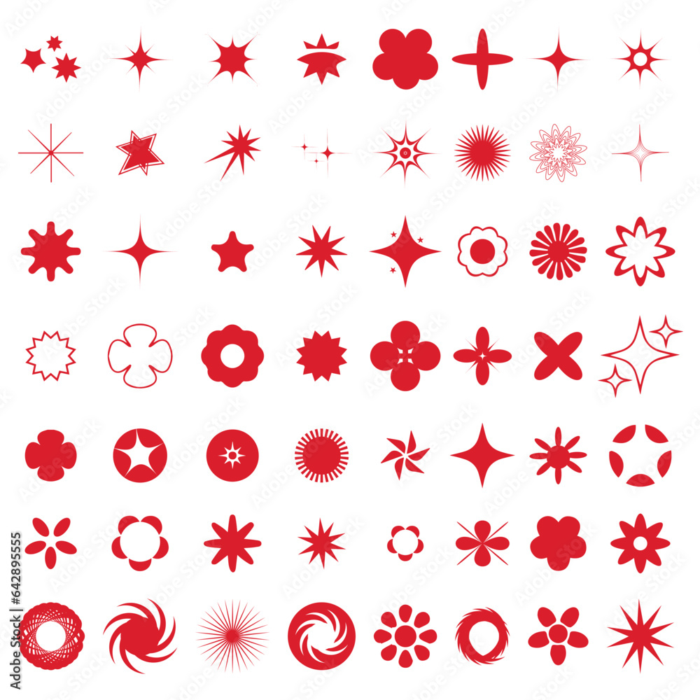 Set of Abstract geometric Y2k shapes trending retro futuristic design ...