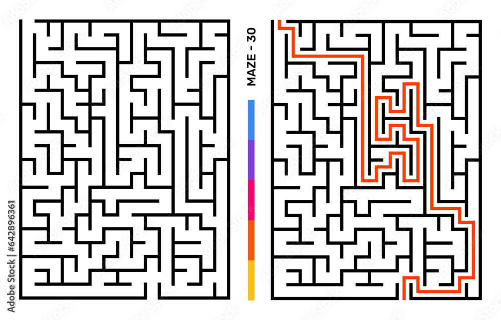 Abstract Maze Puzzle Labyrinth With Entry And Exit. Maze For Activity ...