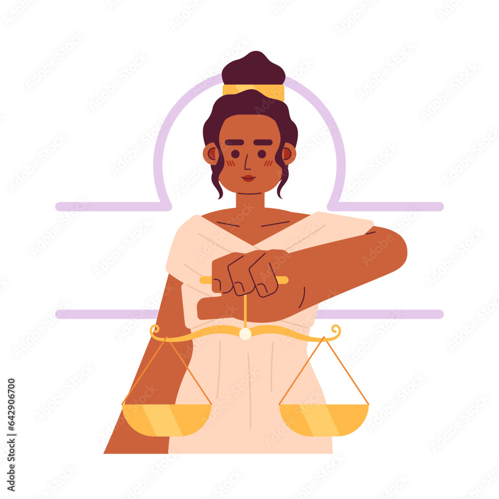 Libra zodiac sign flat concept vector spot illustration. Pretty woman ...