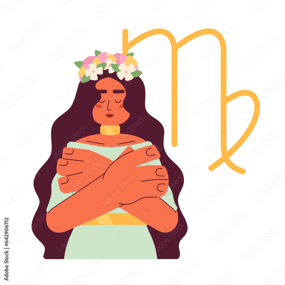 Virgo zodiac sign flat concept vector spot illustration. Attractive ...