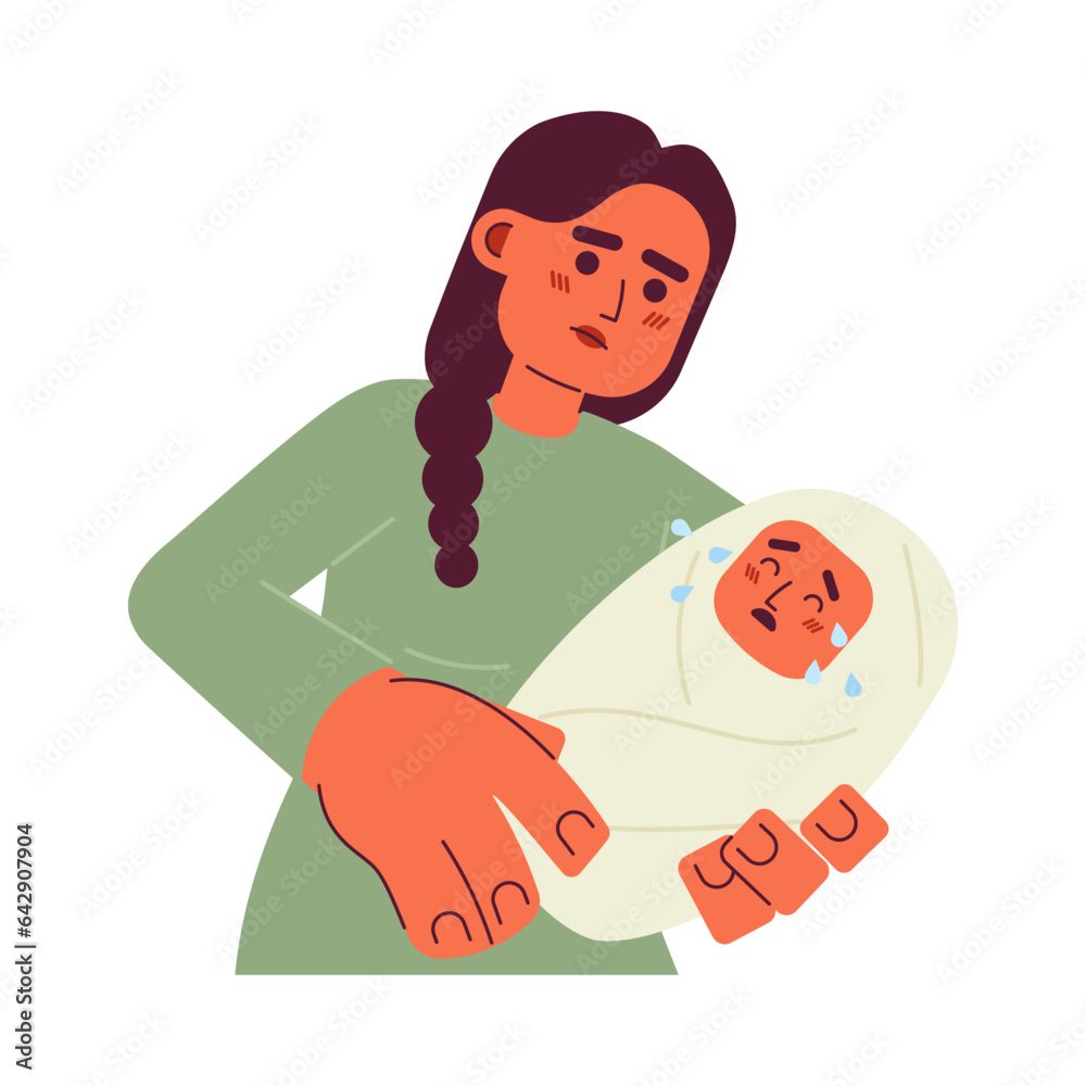 Challenges of motherhood flat concept vector spot illustration. Baby ...