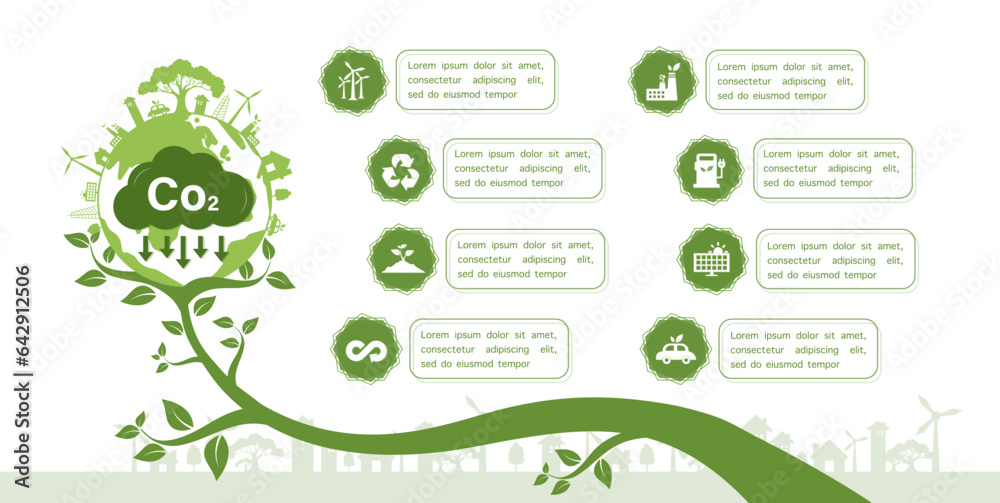 Carbon dioxide concept shows the problem of carbon dioxide and carbon ...