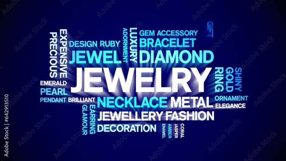 Jewelry animated tag word cloud;text design animation kinetic ...