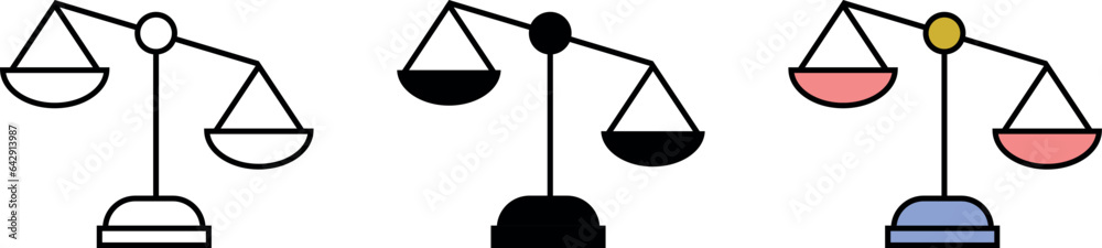Scales icons collection vector. Law scale icons lined isolated and ...