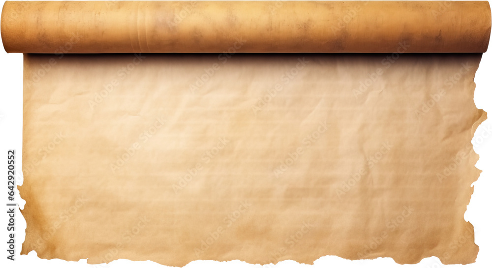 Vertical vintage paper roll or parchment scroll ancient papyrus Stock ...