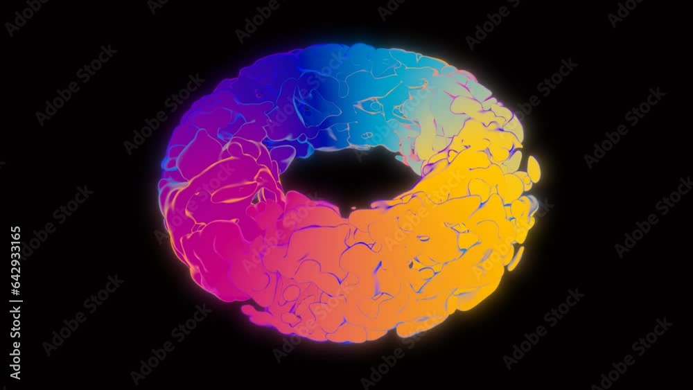 looped 3d animation spherical waves of a molecule structure of a ...