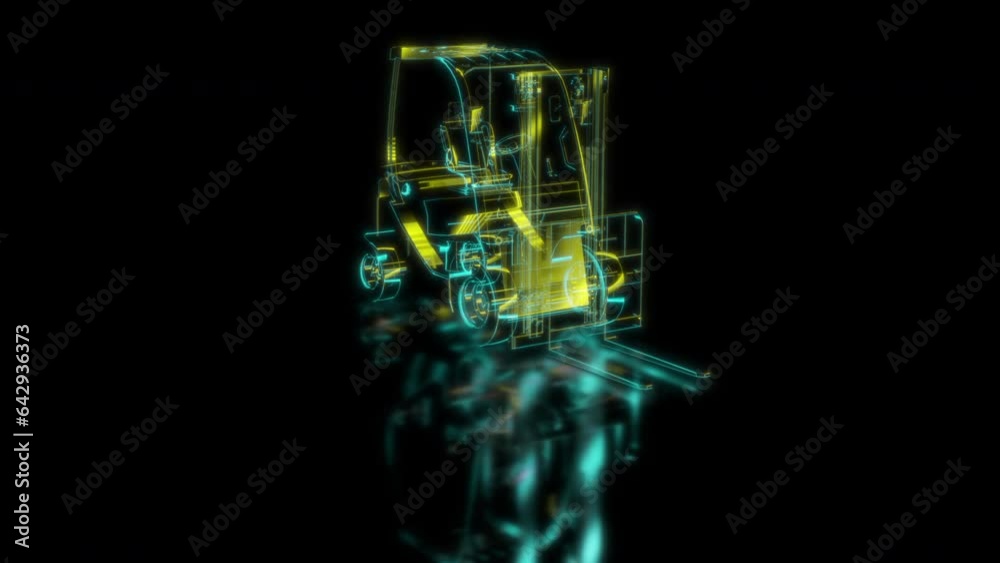 render 3D animation of the model car loader on a black background Stock ...