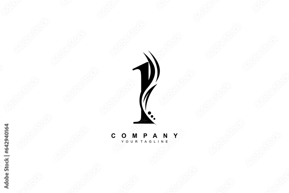 Luxury number 1 design with beautiful feathers and leaves. premium ...