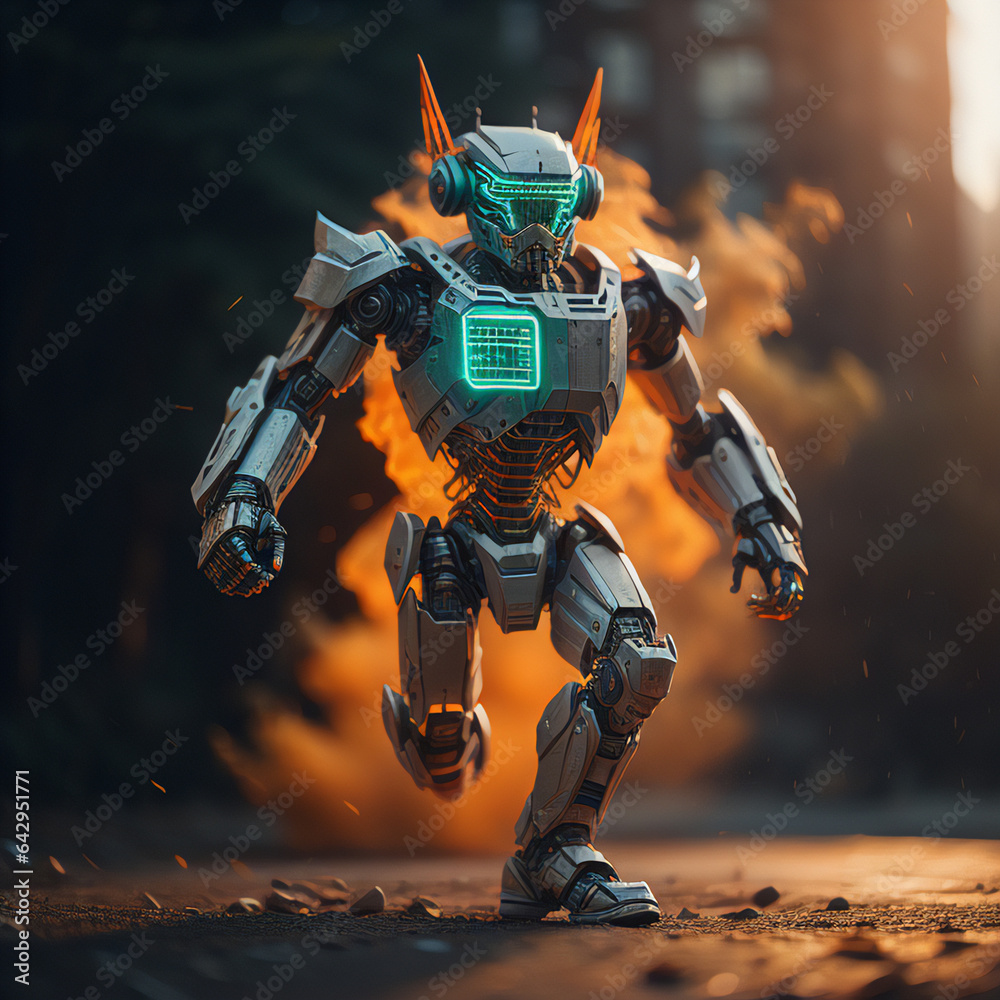 Cyborg robot walking, artificial intelligence robot in the style of ...
