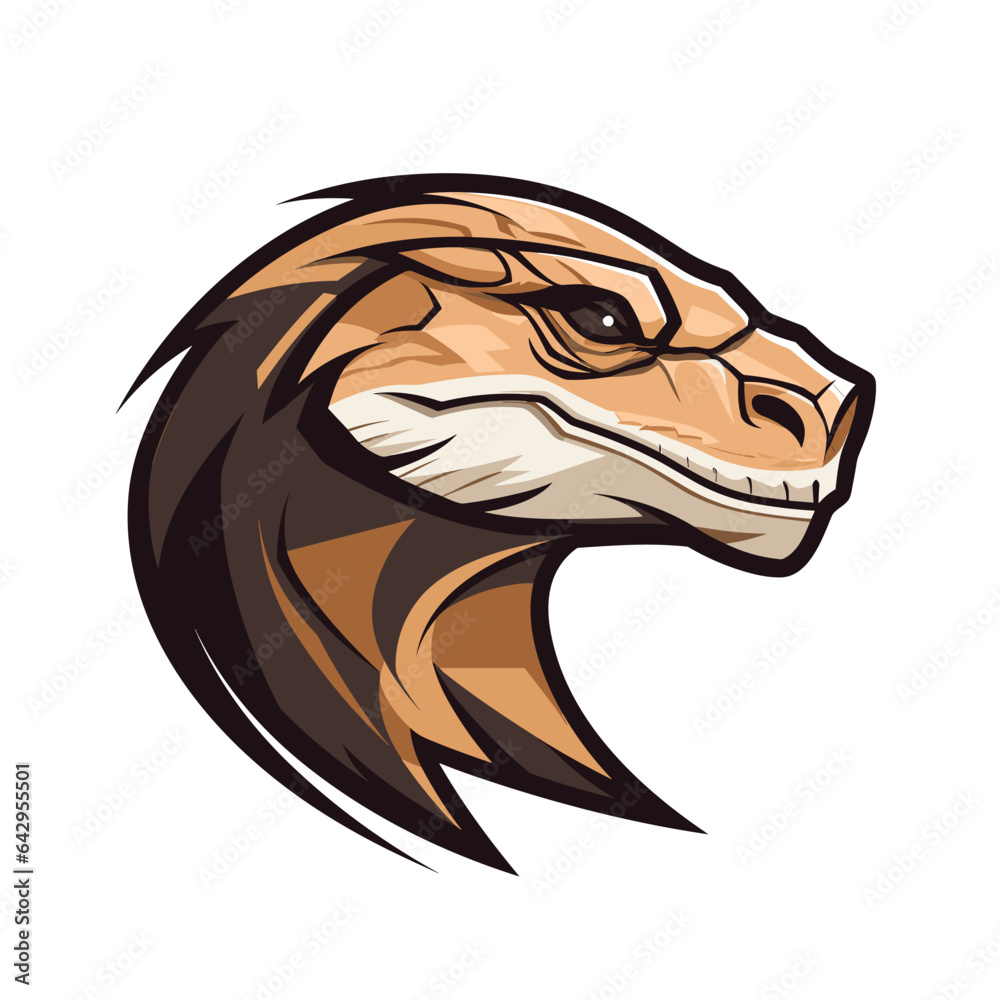 Esport vector logo komodo dragon on white background side view, komodo ...