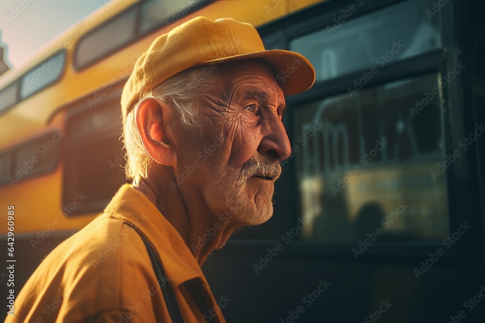 Old man school bus. Generate Ai Stock Photo | Adobe Stock