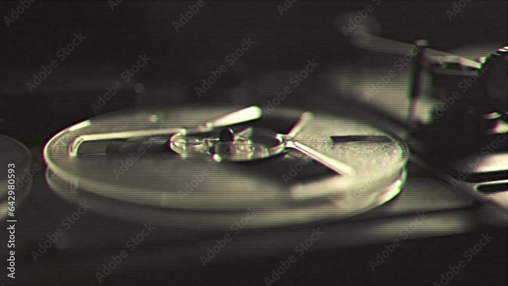 Vintage audio cassette tape recorder playing. Old school magnetic ...