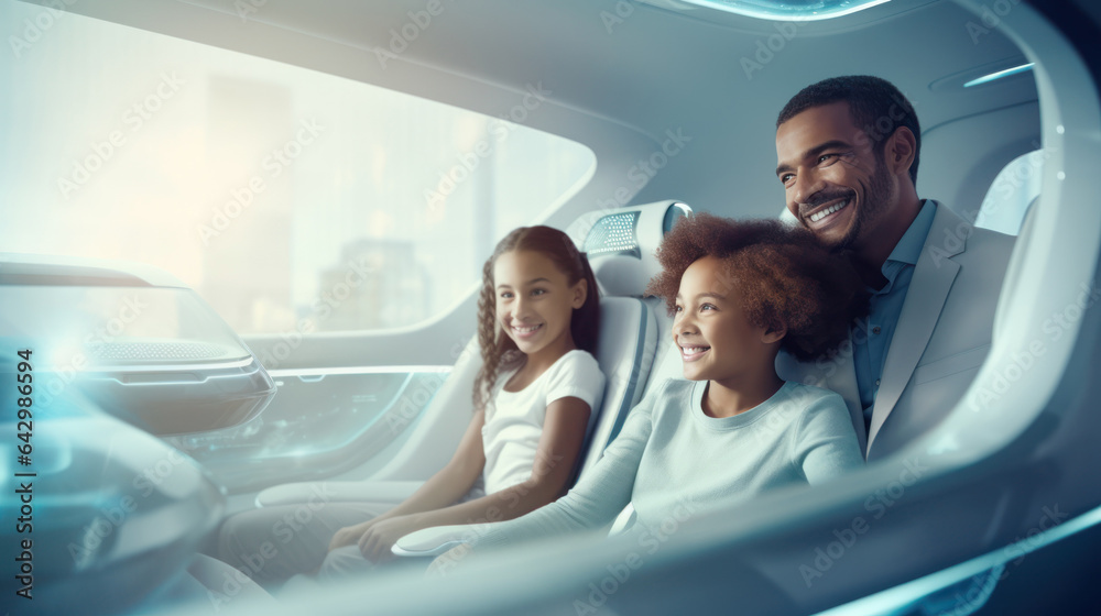 People ride in a self-driving car controlled by an artificial ...