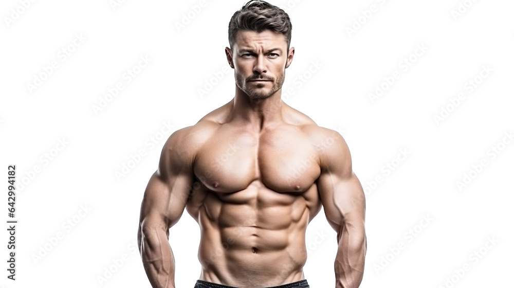 Fit and a handsome shirtless man with a beautiful torso. Strong and ...