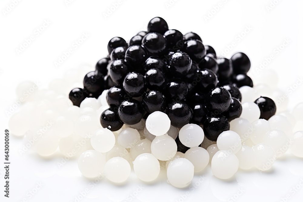 White background with copy space, depicting boiled tapioca pearls used ...